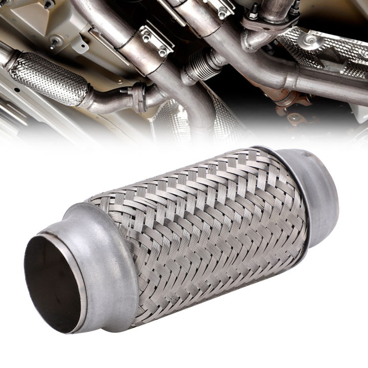 Exhaust Flexible Tube Silver Exhaust Flexible Pipe 1.75x6.1in Braided ...