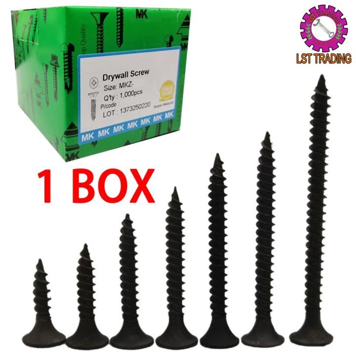 [READY STOCKS] DRYWALL SCREW (GREY PHOSPHATE) 1 BOX / SKREW HITAM ...