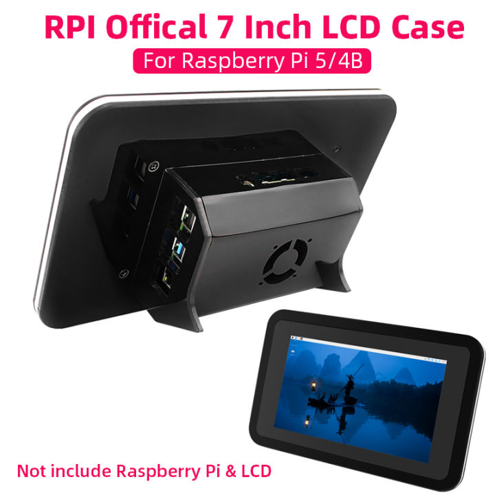 Raspberry Pi Acrylic Case For Official 7 Inch Screen Black Holder For 7\" LCD Touch Screen For ...
