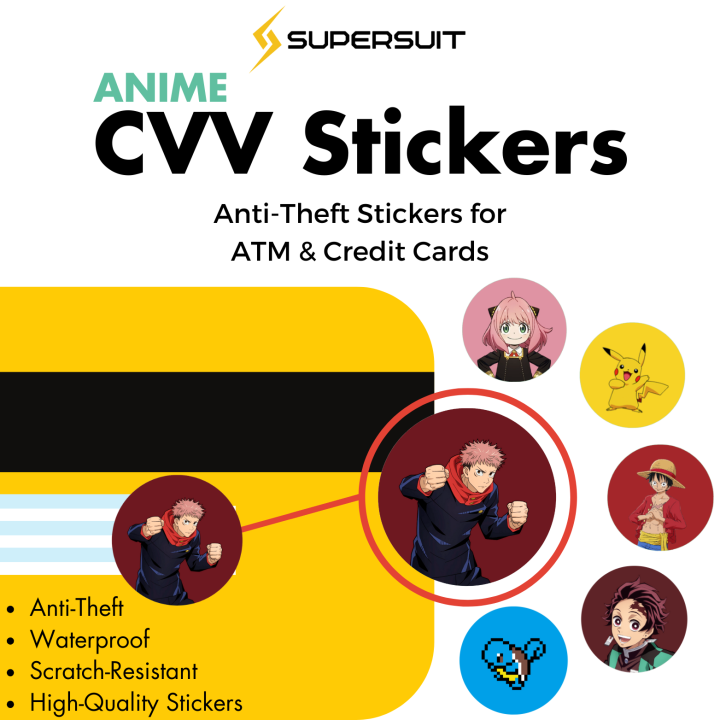 Supersuit Anime CVV Stickers (Anti-Theft, Waterproof Stickers for ATM ...