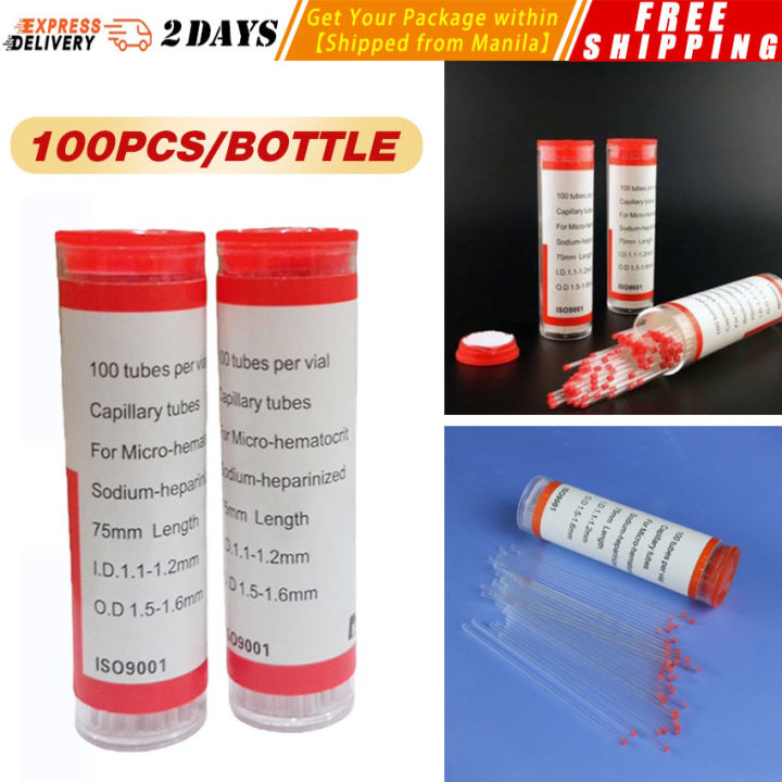 Micro Hematocrit Tubes Red Sodium-heparinized Blue Non-heparinized ...