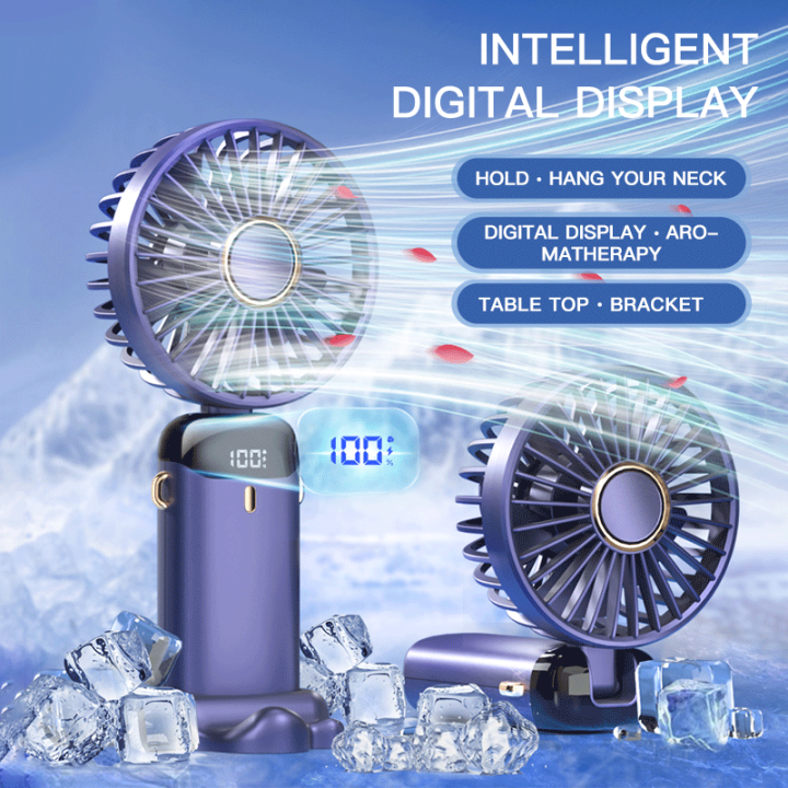 USB Handheld Mini Fan Foldable Portable Neck Hanging Fans 5 Speed USB ...