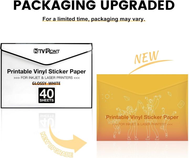 Htvront printable vinyl for inkjet printer & printer-40 PCs glossy white Inkjet printable vinyl ...