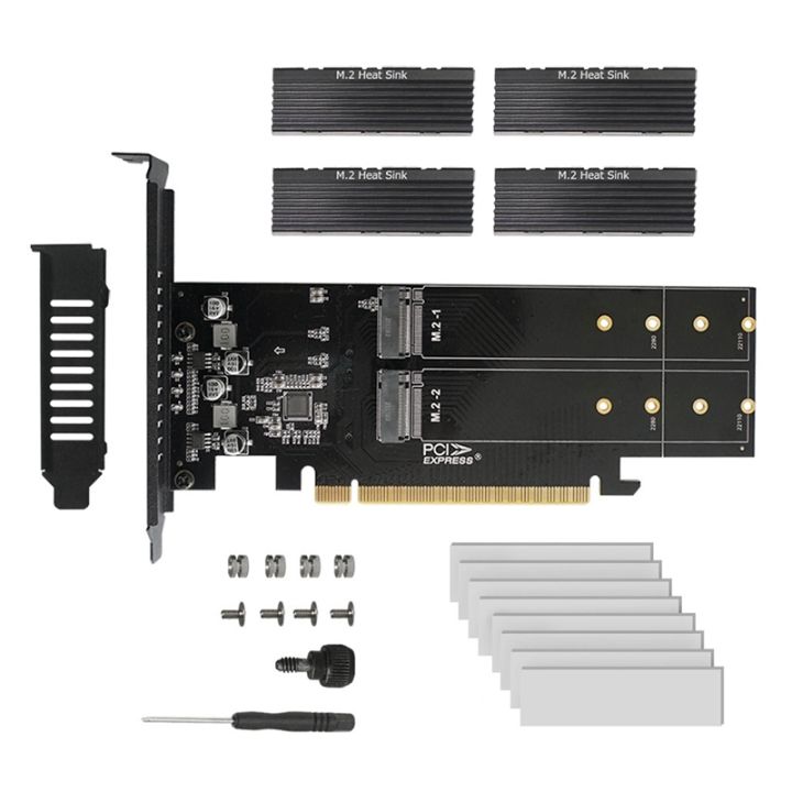 PCIe To M2 Adapter Card, PCIE X16 4 Port M2 NVME M Key SSD Add on Card ...