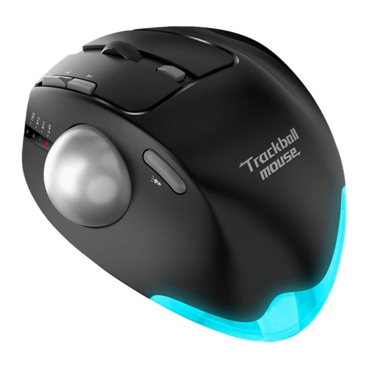 Trackball Bluetooth Ergonomic Mouse 2.4G RGB Rechargeable Rollerball ...