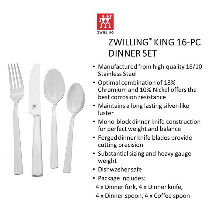 ZWILLING KING 16-pc Dinner Set, Stainless Steel Flatware | Lazada