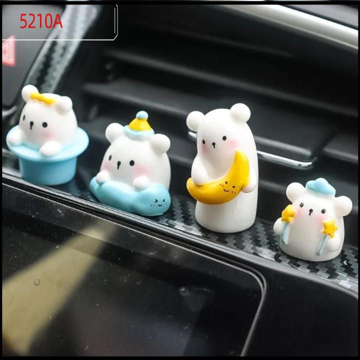 5210A 4Pcs เรซิน เครื่องประดับรถยนต์ตกแต่ง การ์ตูนลายการ์ตูน ตุ๊กตาสัตว์ตุ๊กตา เครื่องประดับโต๊ะ ...