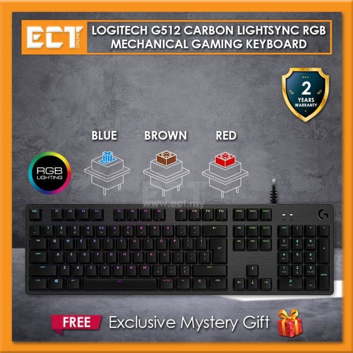Logitech G512 Carbon LIGHTSYNC RGB Mechanical Gaming Keyboard - GX Blue ...
