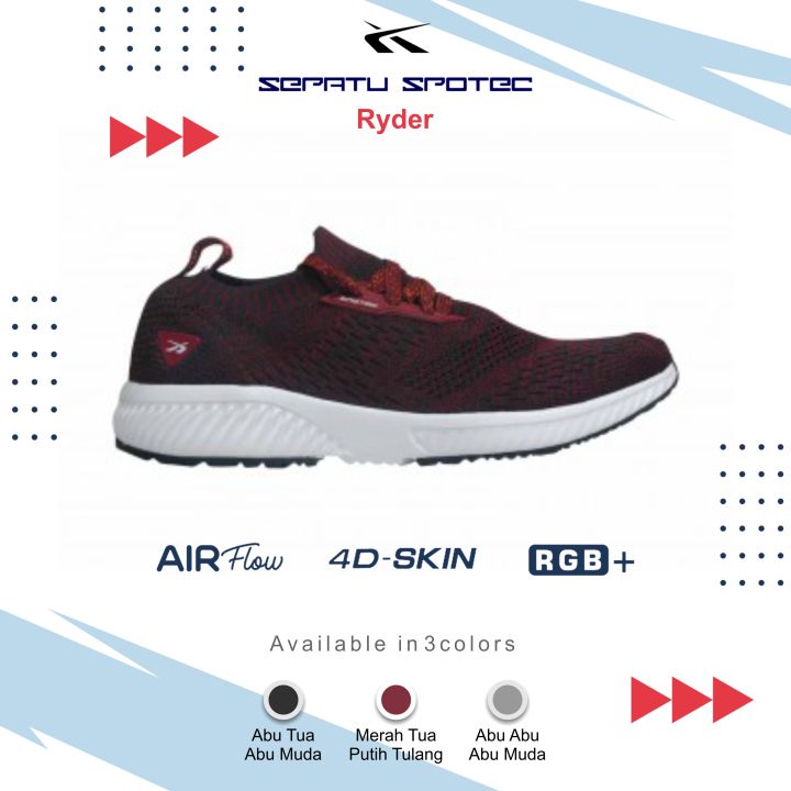SPOTEC Sepatu Running RYDER Merah Tua - Putih Tulang | Lazada Indonesia