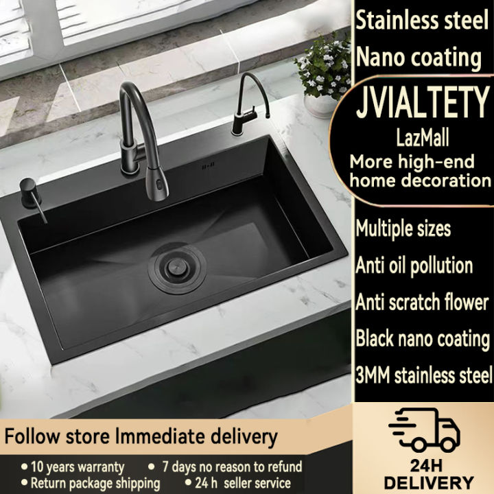 SUS304 stainless steel sink Nano coated sink Black kitchen sink set ...