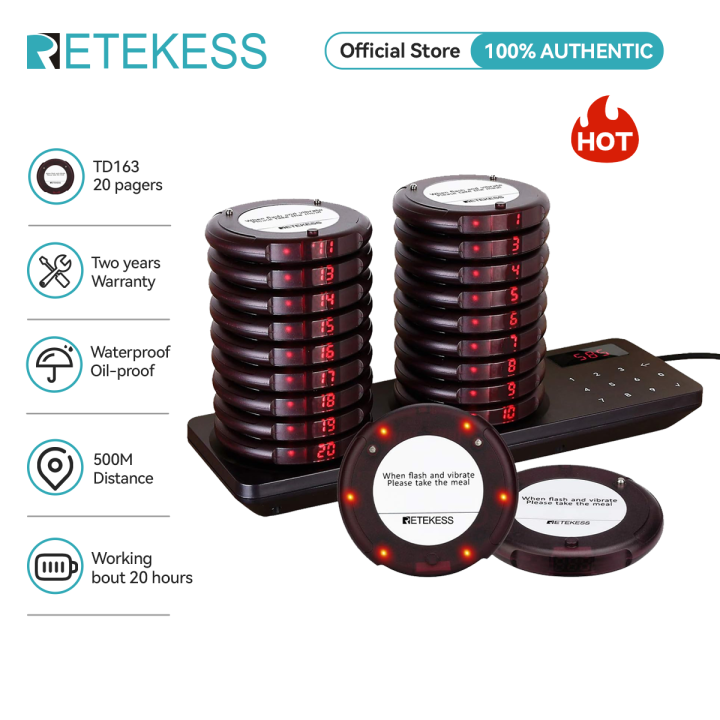 n Retekess TD163 Restaurant Pager System Wireless Calling Beepers 400M ...