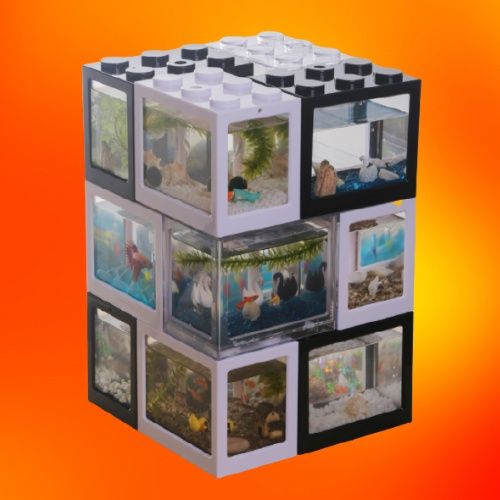 FISH MINI TANK 12CM X 8 CM X 10.5CM Aquarium Mini Block Fish Tank ...