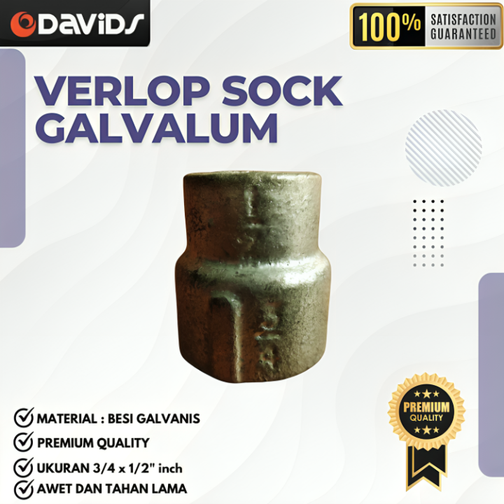 Verlop Sock Sambungan Pipa Reducer Besi Galvanis 3/4 x 1/2 Inch ...