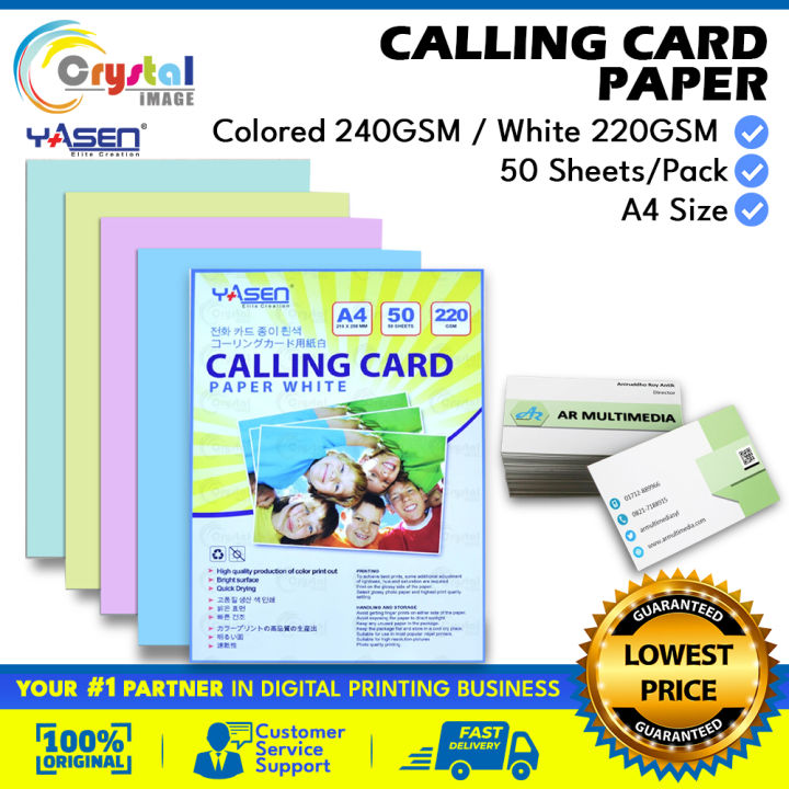 A4 Size Calling Card Paper Matte 50 Sheets ( Colored 240GSM / White ...
