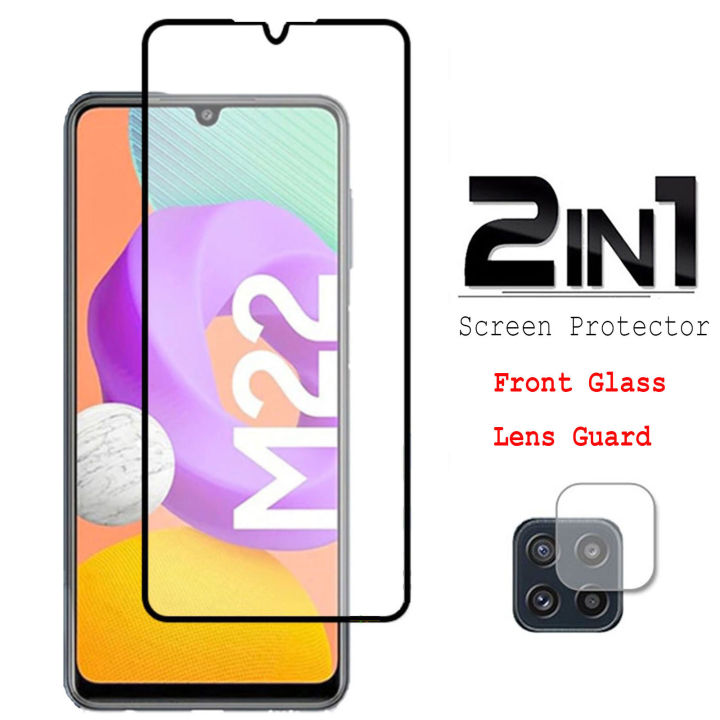 For Samsung Galaxy M22, M12, M02s Tempered Glass Full Adhesive Screen ...