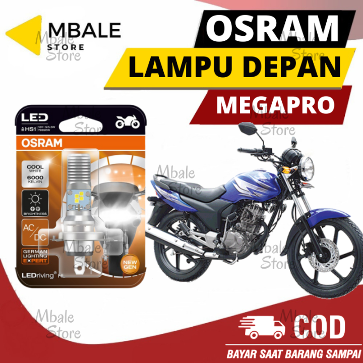 lampu depan led osram megapro primus, megapro lama original arus ac/dc hs1 / h4 kaki 3 | Lazada ...