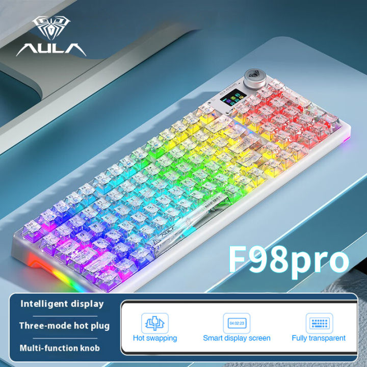 Cvbn AULA คีย์บอร์ด F98มืออาชีพ Nical 3โหมดบลูทูธไร้สายแบบ Hot-Swap E ...
