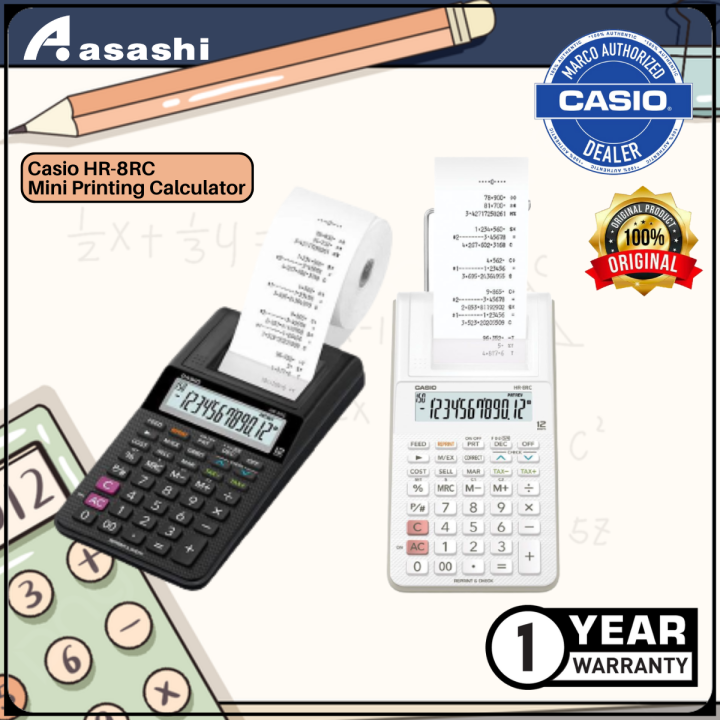 Casio HR-8RC Mini Printing Calculator with 12 Digits (Compact Type ...