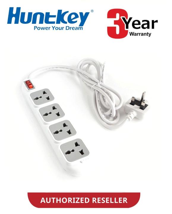 HUNTKEY SZD401-3 POWER STRIP SURGE PROTECTOR 4 PLUGS 2 METER EXTENSION ...