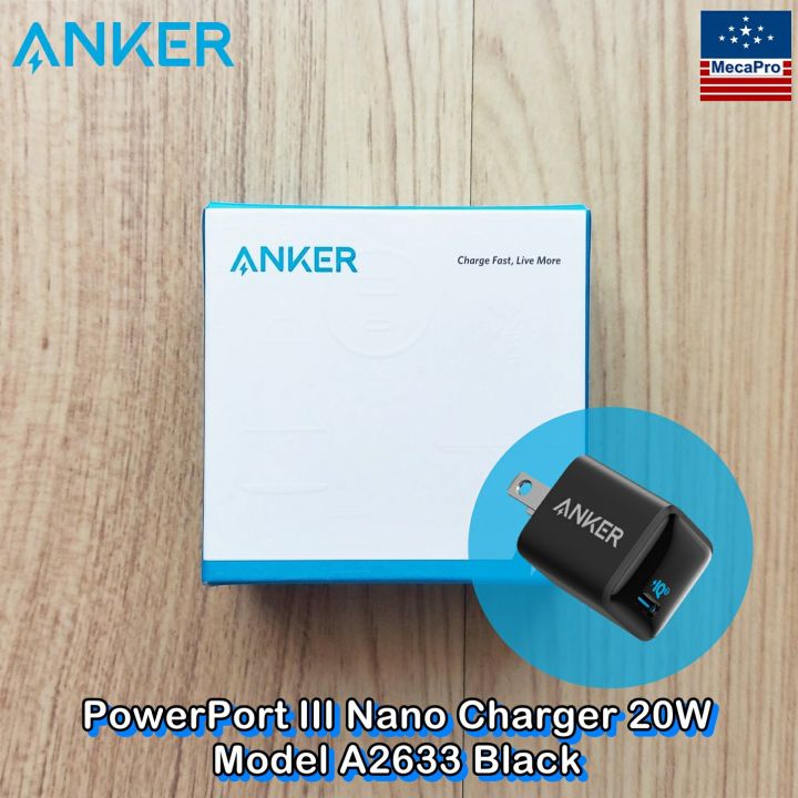 Anker® PowerPort III Nano Charger 20W Model A2633 Black แองเคอร์ นาโน ...