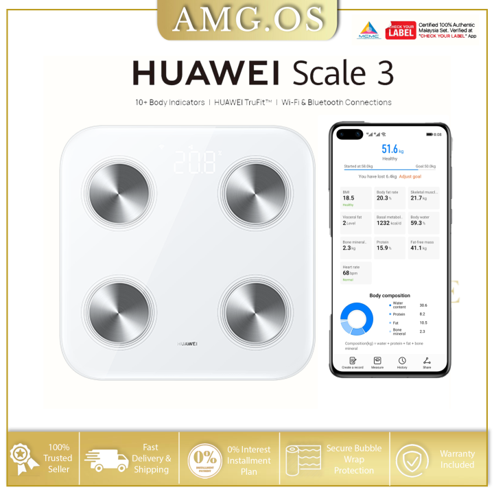 HUAWEI Scale 3 Smart Fat BMI Body Scale | Wi-Fi & Bluetooth Connection ...