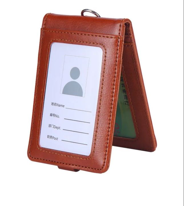 [KEDAI LOKAL 🇲🇾] PREMIUM Leather Name Badge Double Sided Pocket / ID ...