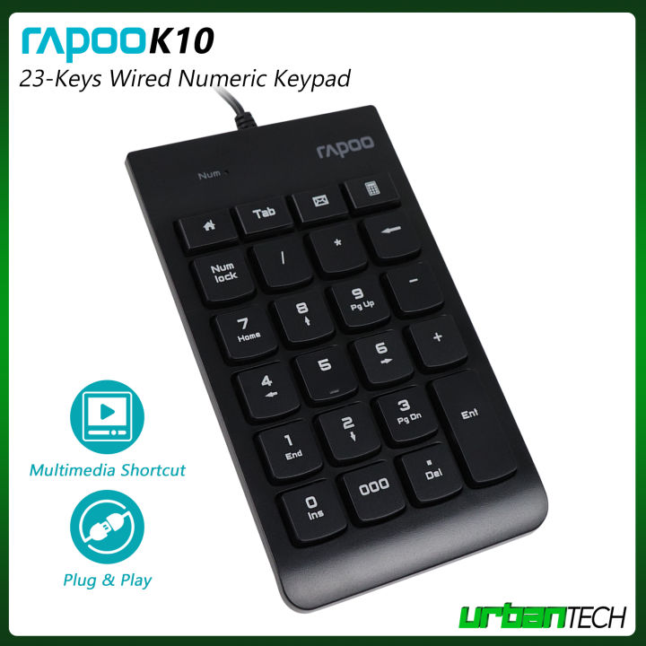 Rapoo K10 23 Keys Compact Wired Numeric Keypad Usb Number Pad For Pc Laptop Black Lazada Ph