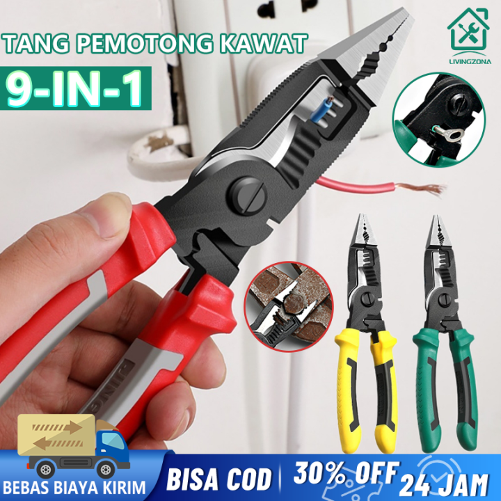 9 IN 1 Tang Elektrik Multifungsi 8 Inch 200 mm Tang Tukang Listrik ...