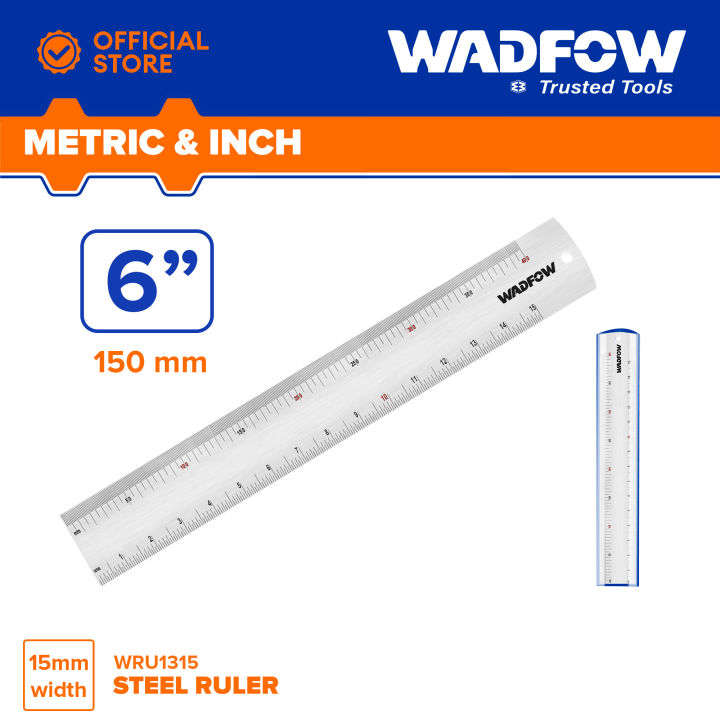 WADFOW 150mm 6" Inches Ruler Metric & Inch Stainless Steel Edge ...