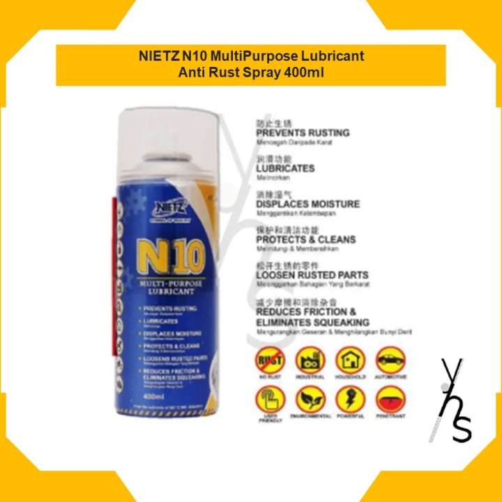 NIETZ N10 MultiPurpose Lubricant Anti Rust Spray 400ml Minyak Pelincir ...