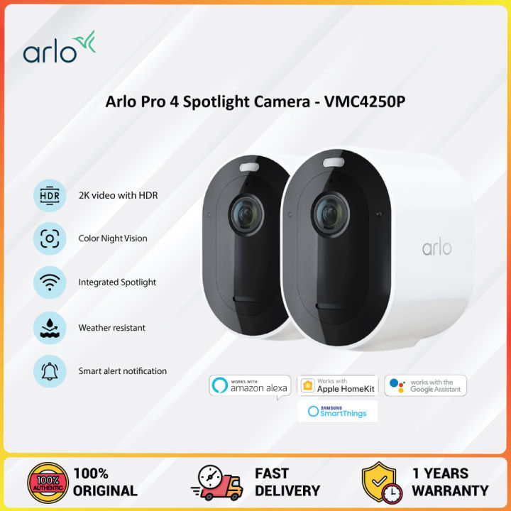 Arlo Pro 4 Spotlight Camera Wireless Security, 2K Video & HDR, Color ...
