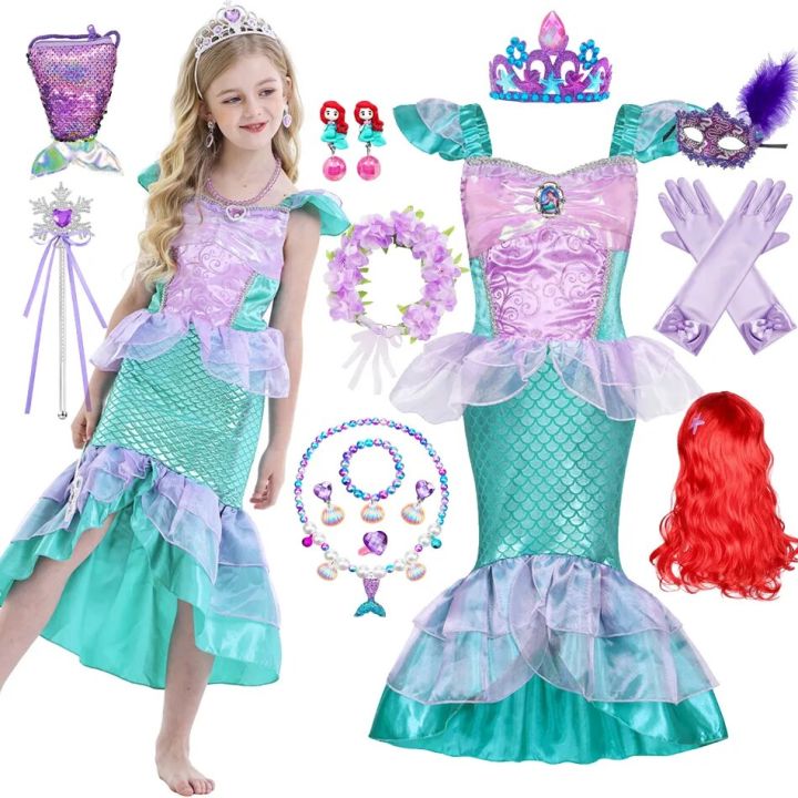 Girl Mermaid Princess Ariel Costume Kid Fancy Party Carnival Birthday ...