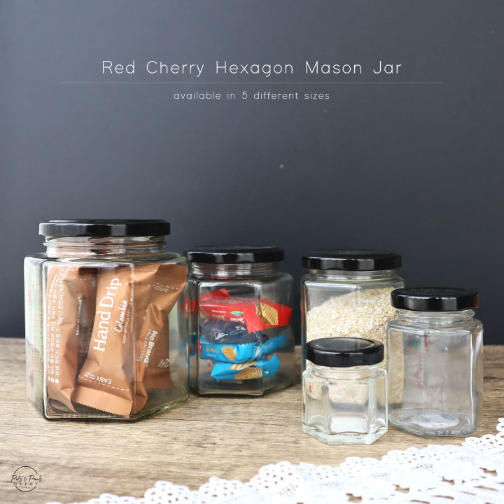 Red Cherry Hexagon Mason Jar | Lazada PH