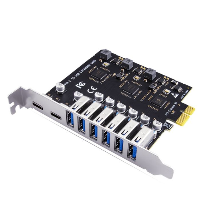 USB 3.2 and Type C PCI-E Expansion Card PCIE to USB Controller 6Port + 2Port USB-C 3.2 PCI-E ...
