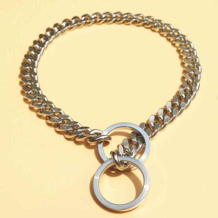 Stainless Steel Dog Chain Metal Training Pet Dog Collar Silver Slip ...