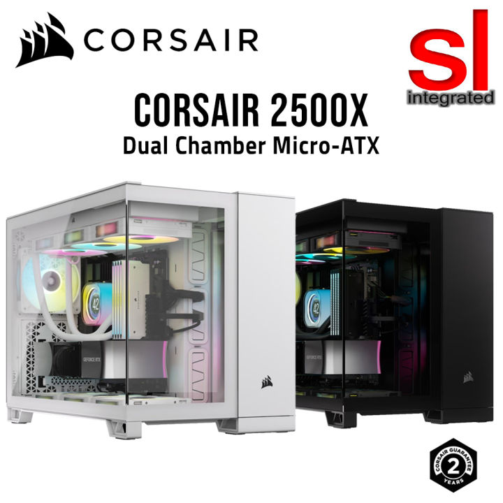 Corsair 2500X Mid-Tower Dual Chamber Micro-ATX PC Case - Black/White ...