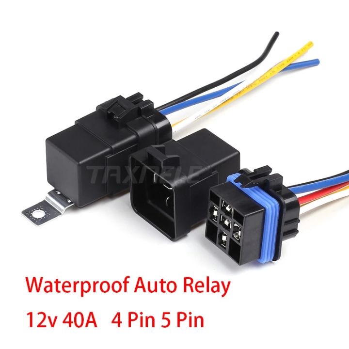 DC 12v 40A 80A Relay 4 Pin 5 Pin Waterproof Integrated Wired Automobile ...