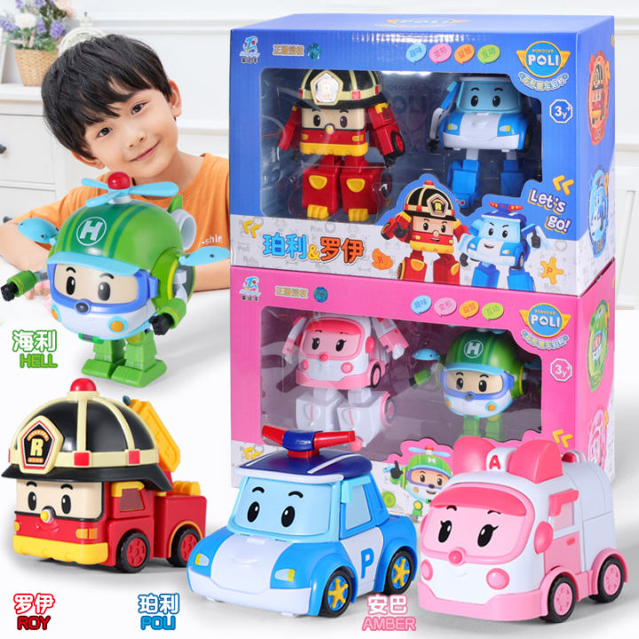 Authentic Poli Transforming Robot King Kong Polly Police Car Roy Fire ...