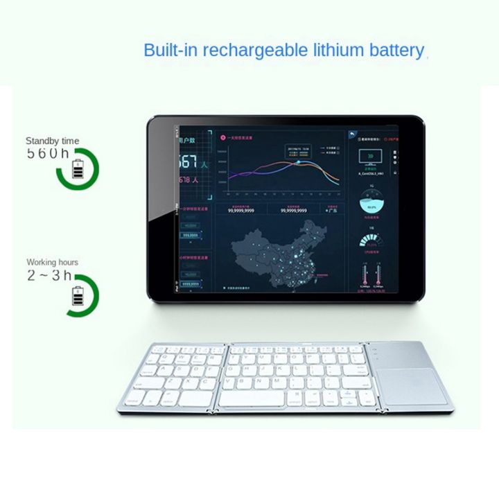 Bluetooth Keyboard Folding Wireless Keypad Touchpad for IOS/Android ...