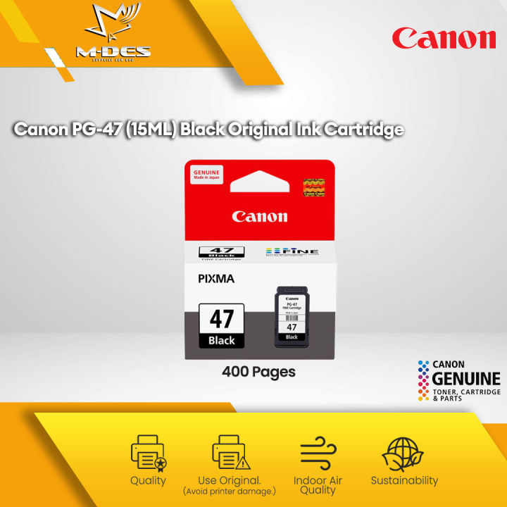 Canon PG-47 (15ML) Black Original Ink Cartridge For Printer Canon E410 ...