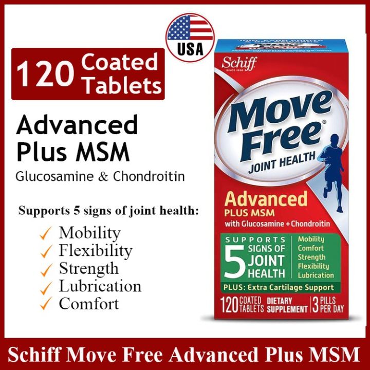 120 Tablets - Schiff Move Free Advanced Plus MSM with Glucosamine + Chondroitin Joint ...