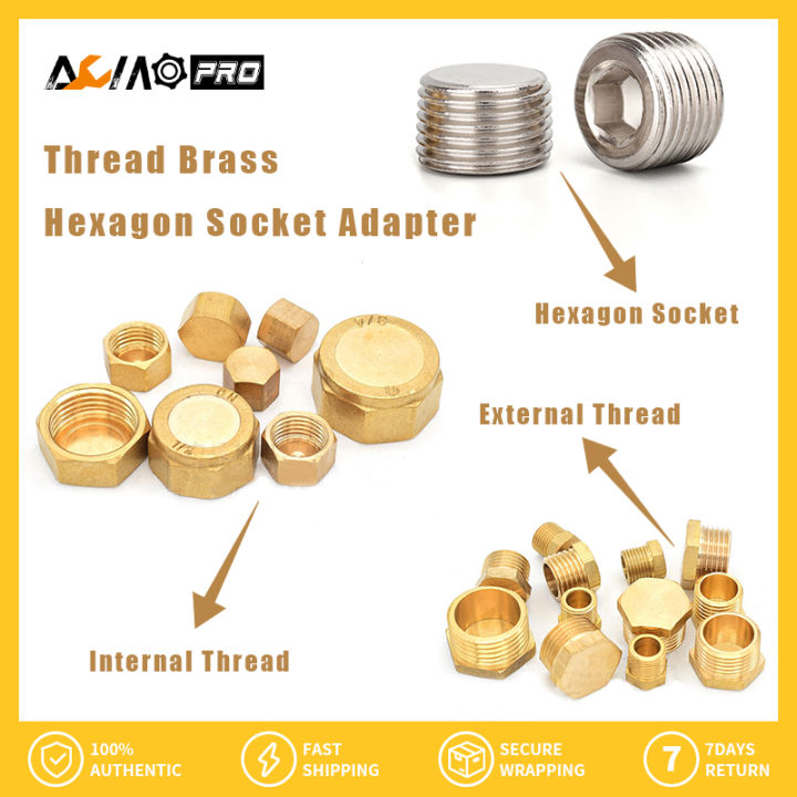 AumoPro Copper 1/8" 1/4" 3/8" 1/2" 3/4" Male Thread Brass Pipe Hex Head End Cap Plug Fitting ...
