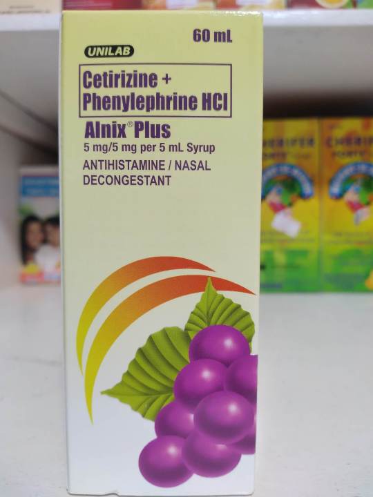 Alnix Plus (Cetirizine Phenylephrine HCL) 5mg/5mg per 5ml Syrup n 60ml ...