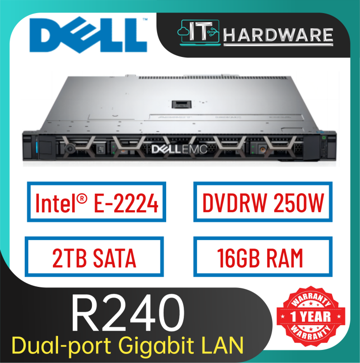 Dell PowerEdge R240 Rack Server | Intel® Xeon® E-2224 Processor | 16GB RAM | 2TB SATA ...