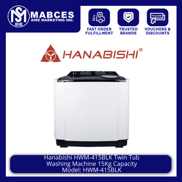 Hanabishi HWM-415BLK 15Kg Twin Tub Washing Machine | Lazada PH