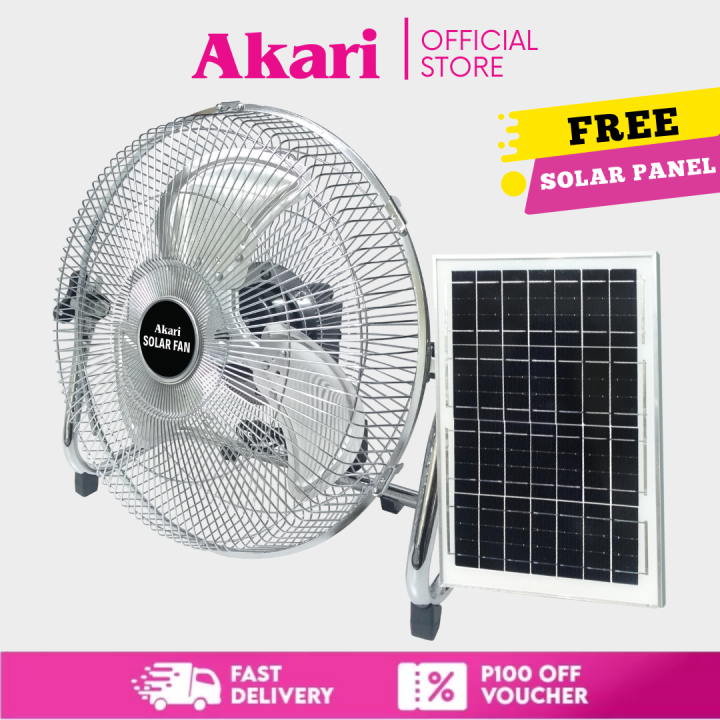 Akari 16" Solar Rechargeable Fan ASF-16 - SILVER | Lazada PH