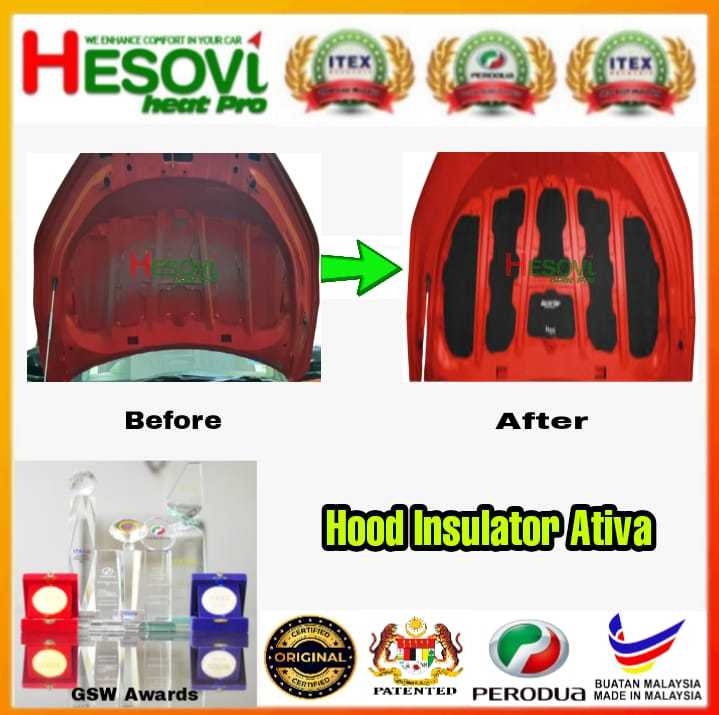 Hood/ Bonnet Insulator Perodua Ativa Soundproof, Heat Proof Vibration ...