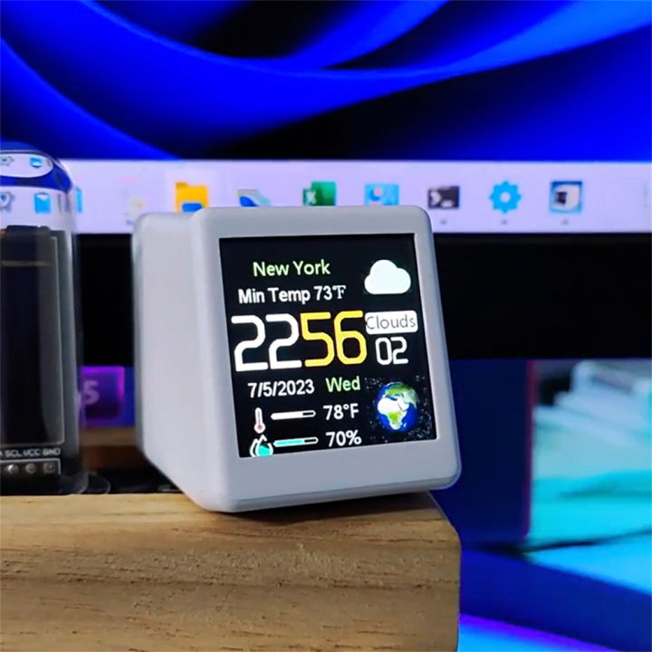 【Hot New Release】 Smart Weather Station Desktop WiFi Clock With 1.54 ...