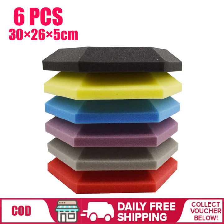 BEIYIN 6PCS Hexagon Acoustic Foam Soundproof Panels Studio Home Theatre ...