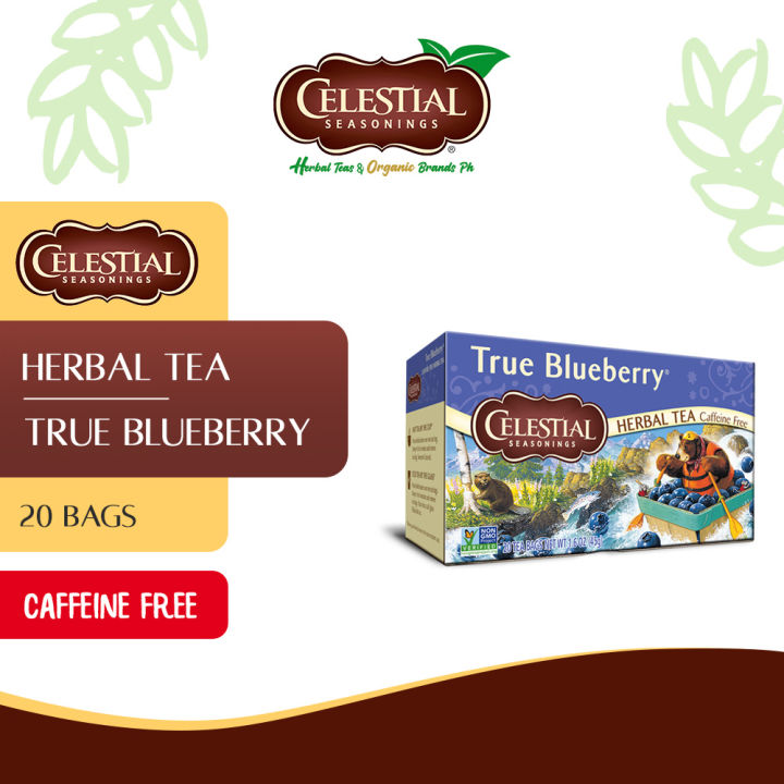 CELESTIAL SEASONINGS HERBAL TEA (Caffeine Free) True Blueberry 20 Tea ...